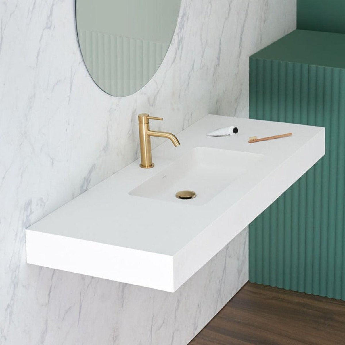 Vasque double ou simple suspendue en sanydur CARDIFF MURO – Le Monde du ...
