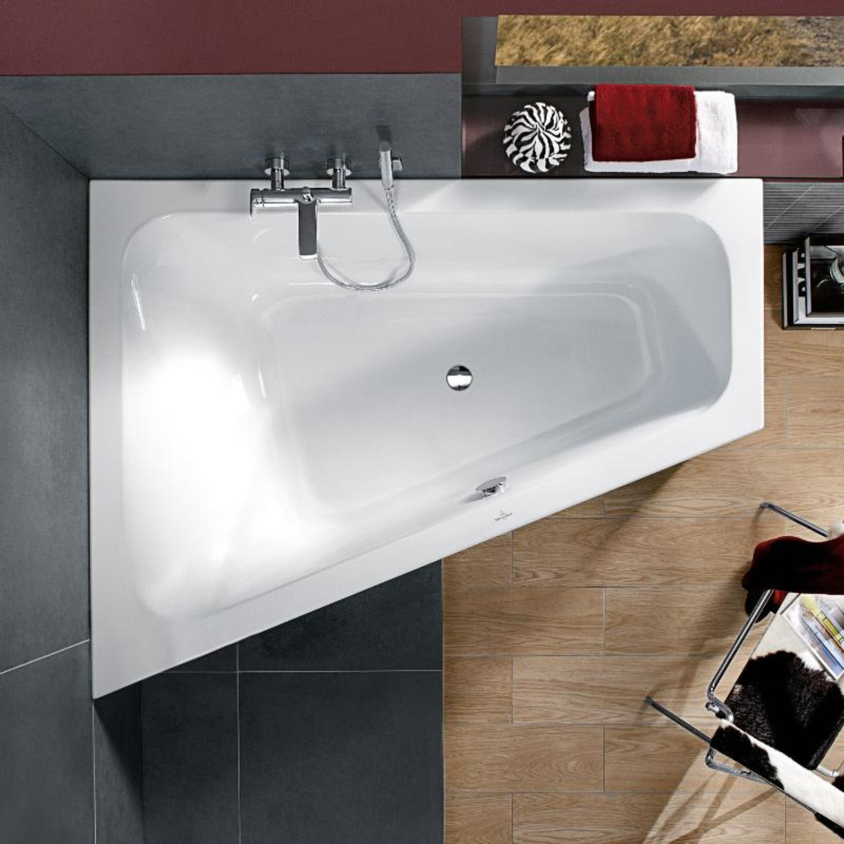 Villeroy & Boch Baignoire d'angle carrée Loop & Friends, 175 x 135 cm ...