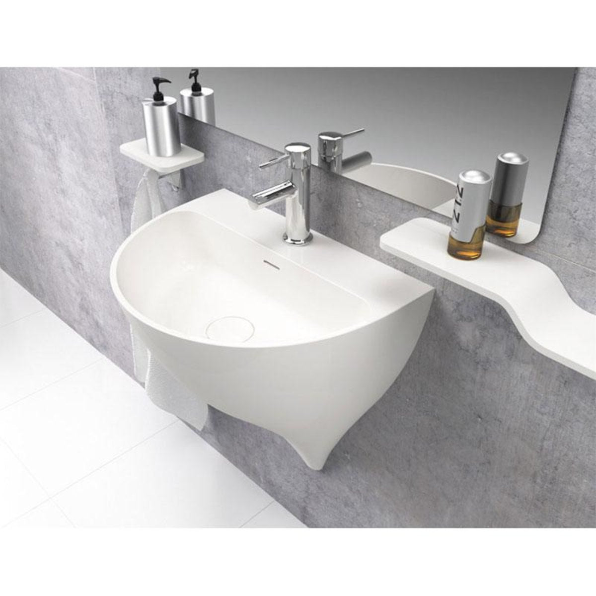Lave-mains suspendu design KALIYA 50 cm en sanydur – Le Monde du Bain